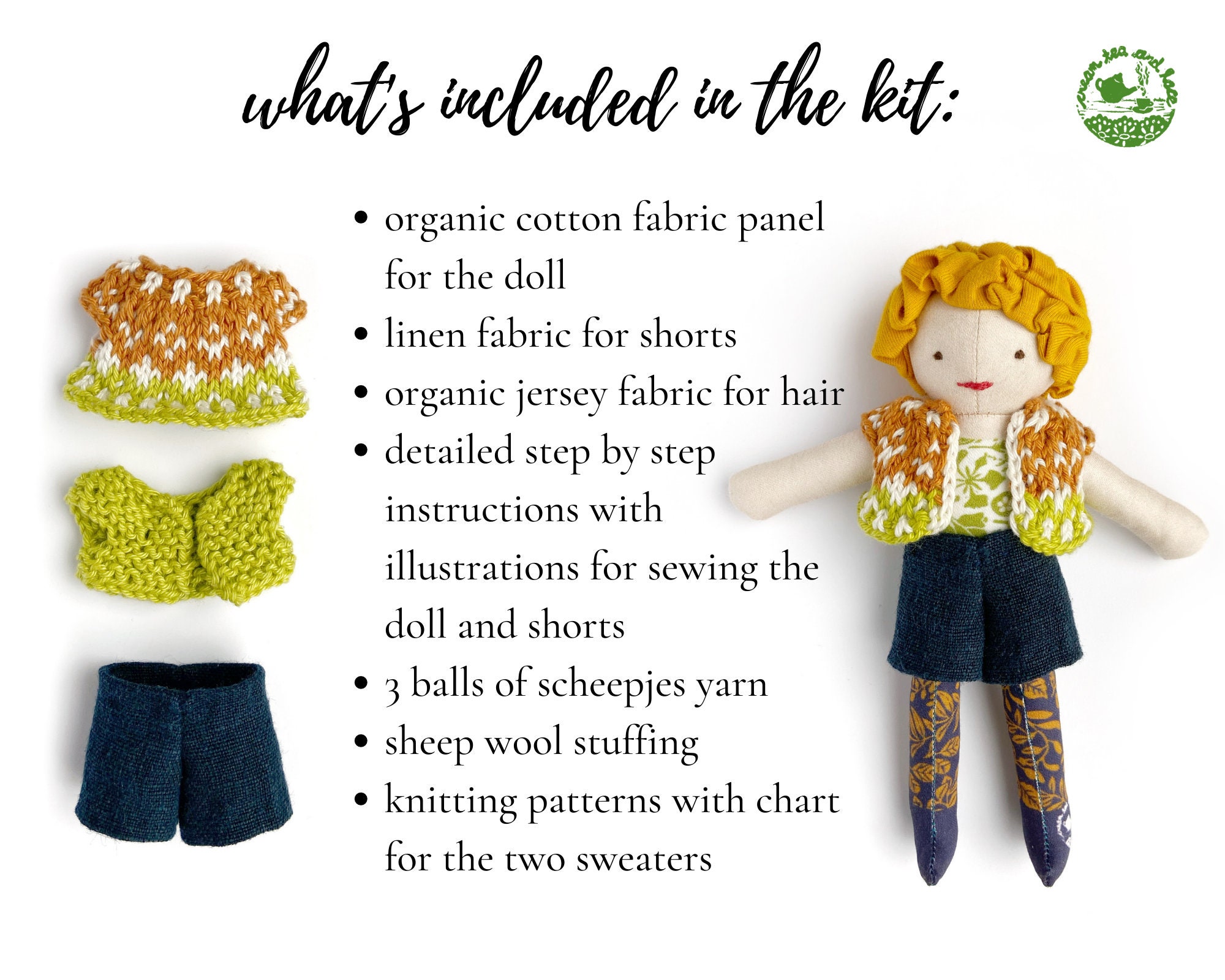 Bundle of Two Fabric Doll Sewing Kits, Choose Two, Bold Colourful ...