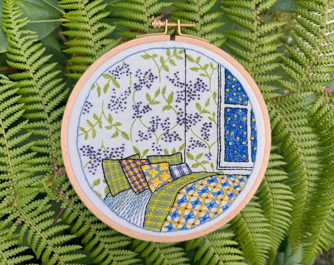 Lilac Bedroom Bedroom Embroidery Kit, Interior Modern Hoop Art, Craft ...