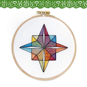 Woven Star Embroidery Kit, Colourful Rainbow Modern Hoop Art, Hand ...