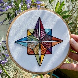 Woven Star Embroidery Kit, Colourful Rainbow Modern Hoop Art, Hand ...