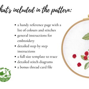 PDF PATTERN Raspberry Summer Embroidery, Botanical Embroidery Modern Hoop Art, Hand Embroidery ...