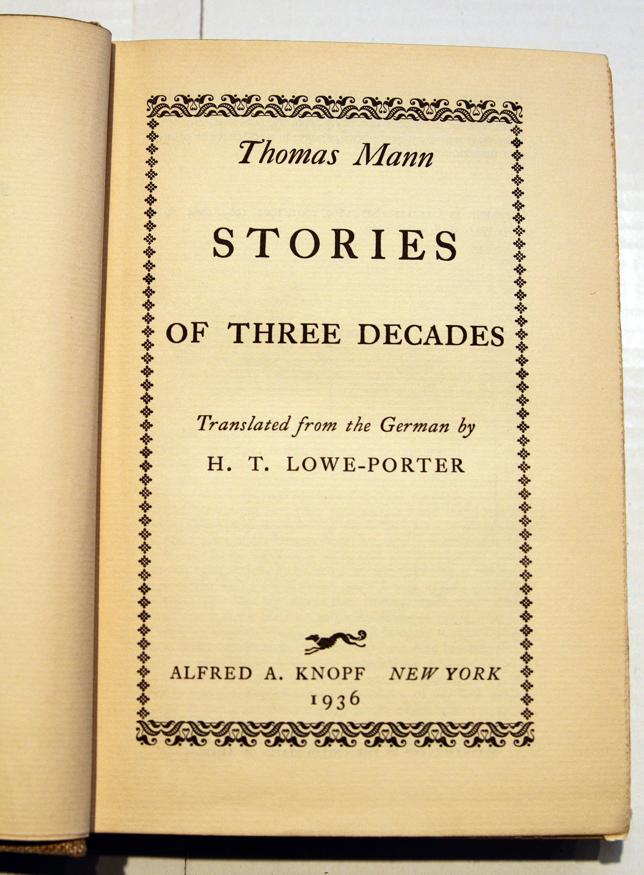 1936 Stories of Three Decades by Thomas Mann - Etsy