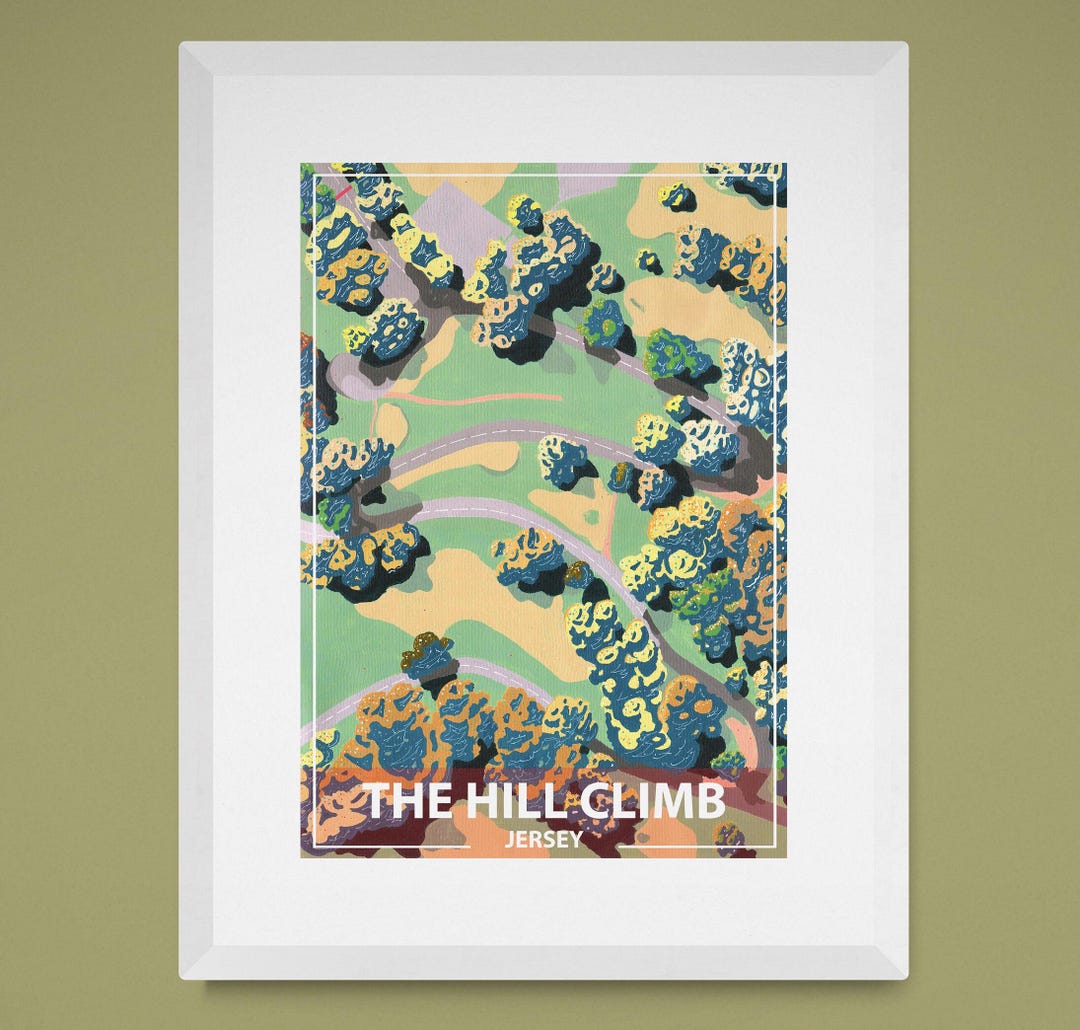 Bouley Bay Hill Climb, Jersey, Art Print, Road Map, - Etsy