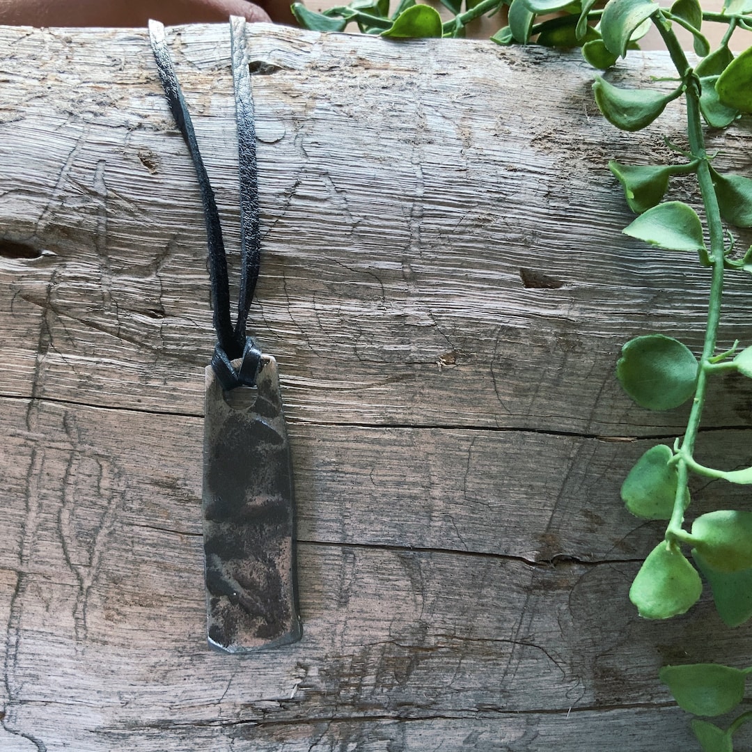 Hand Forged, Iron, Hammered, Rustic, Blacksmith, Dog Tag Necklace ...