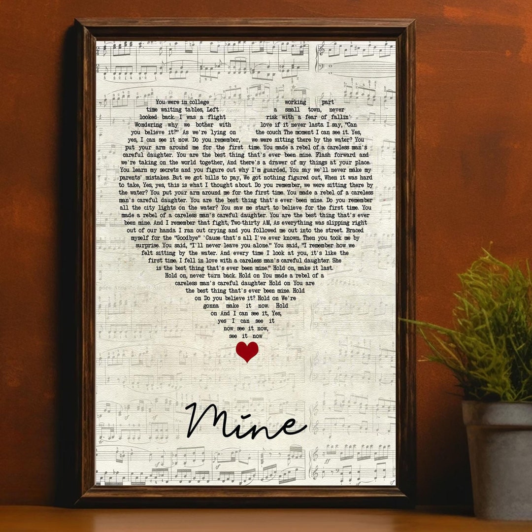 Taylor Swift Mine Script Heart Song Lyric Quote Music Print - Etsy