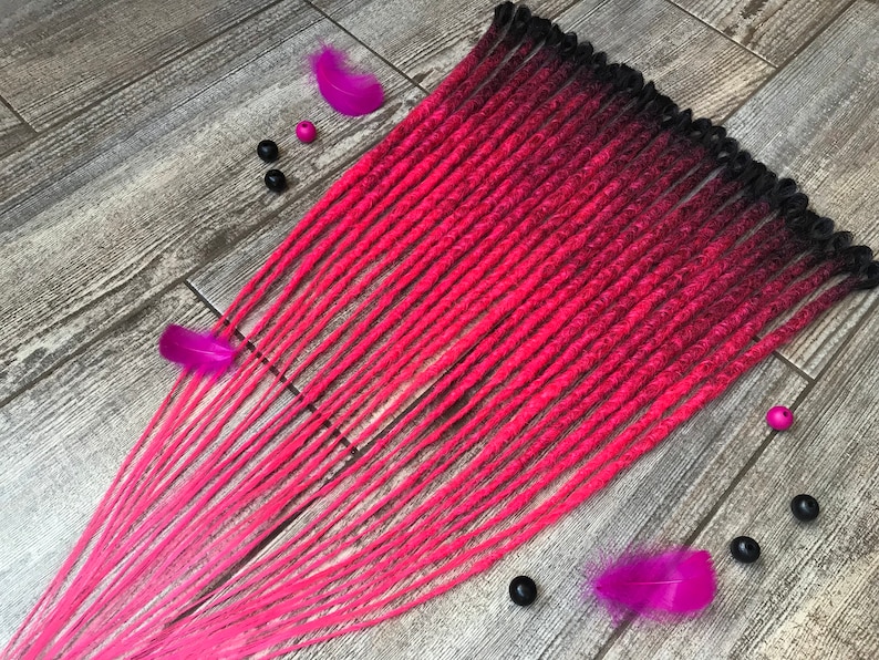 Synthetic Dreads DE or SE Black Neon Pink Ombre Dreadlock - Etsy