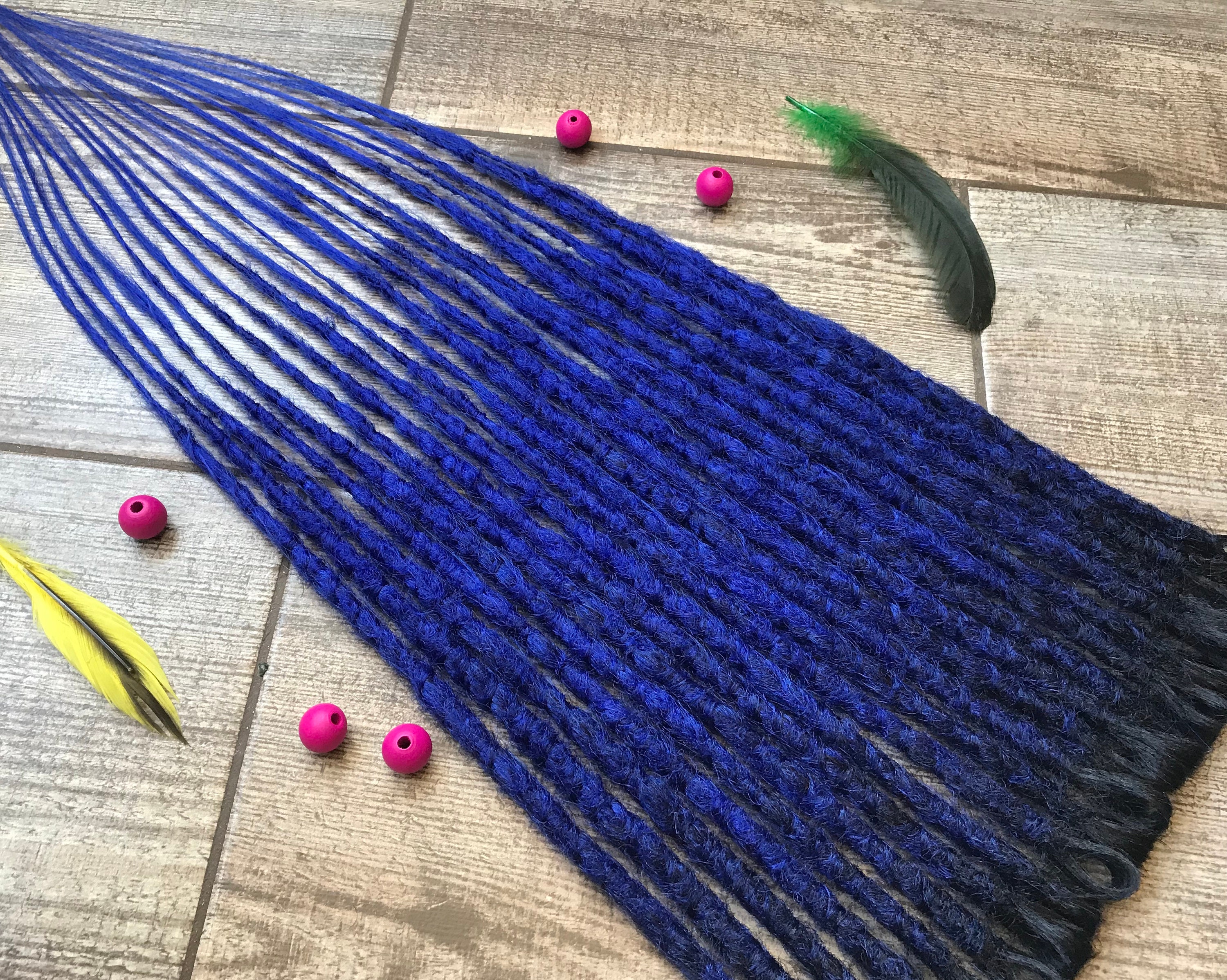 Synthetic Dreads Black Blue Ombre Crochet Double or Single | Etsy