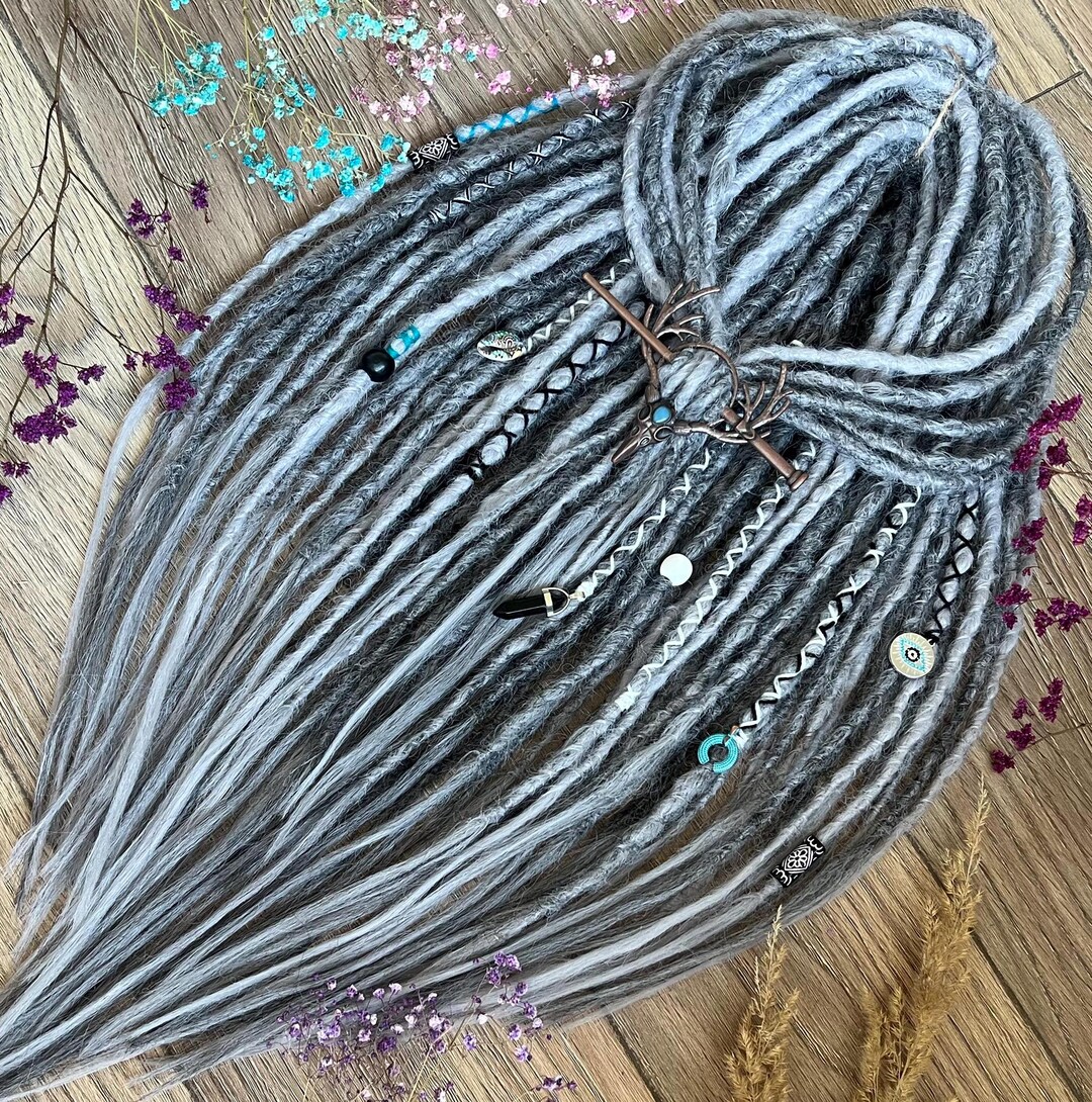 Synthetic SE Dreads Gray Crochet Full Set Double Ended Dreadlock ...