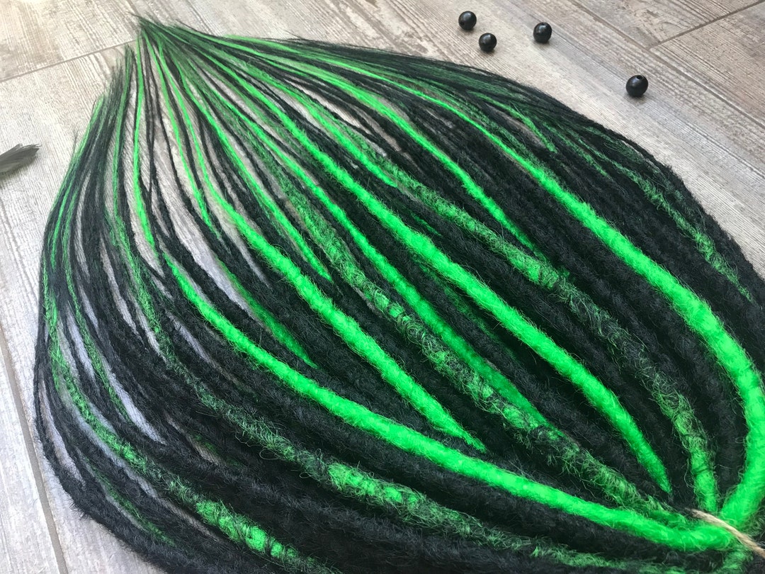 Synthetic Dreads Black Green Ombre Crochet Full Set Double Ended ...