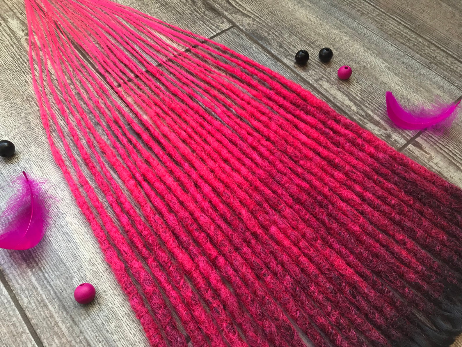 Synthetic Dreads DE or SE Black Neon Pink Ombre Dreadlock - Etsy