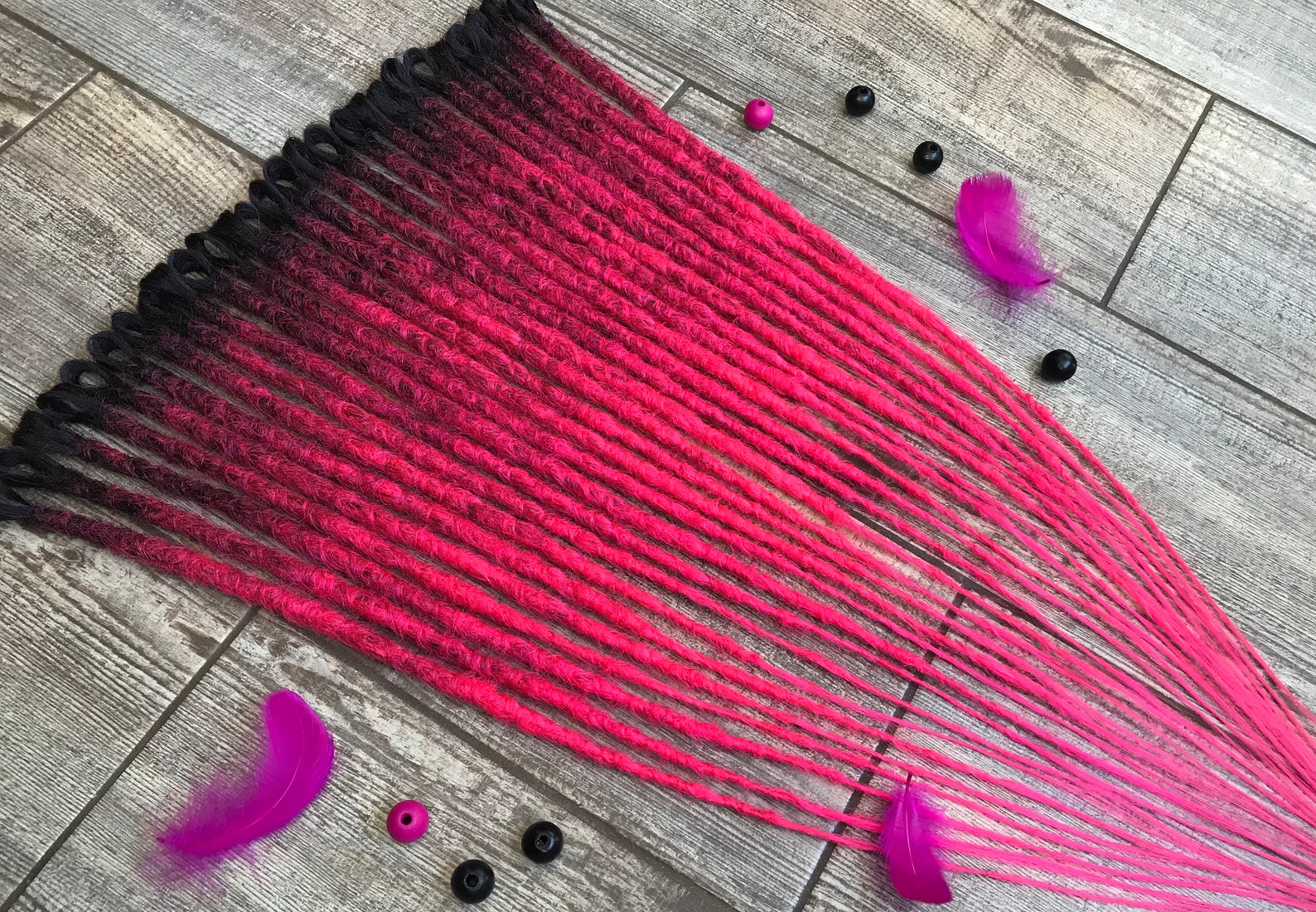Synthetic Dreads DE or SE Black Neon Pink Ombre Dreadlock | Etsy