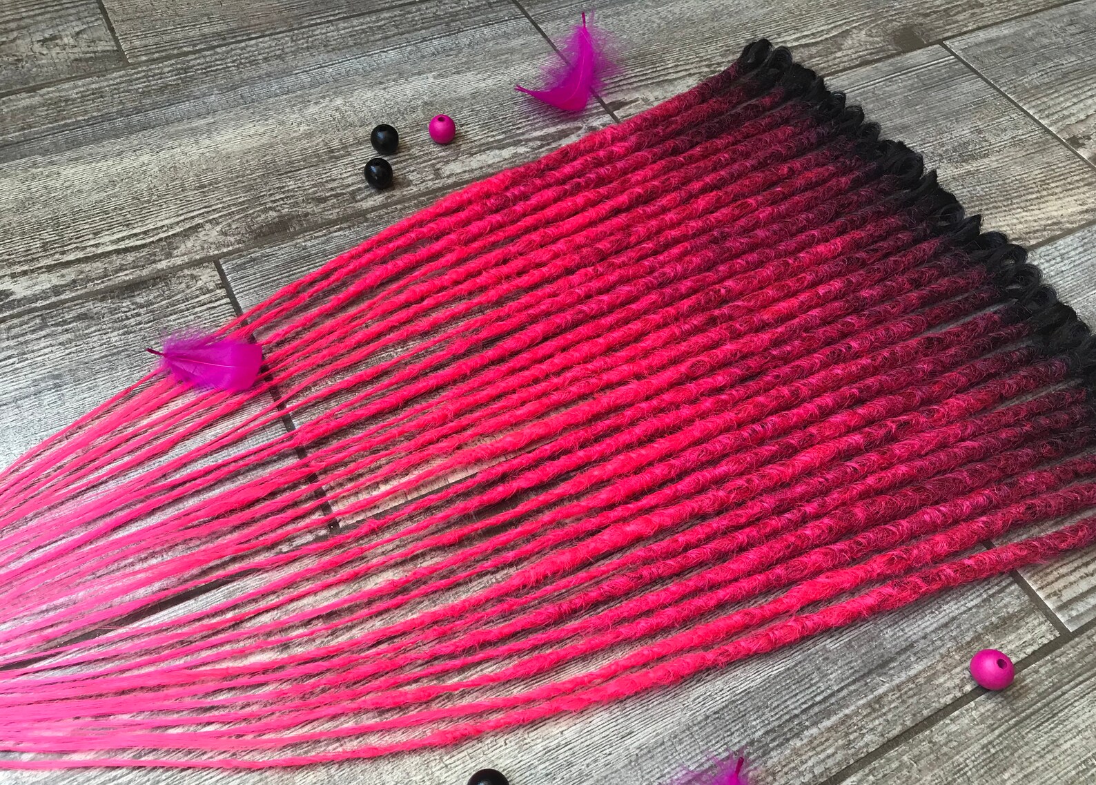 Synthetic Dreads DE or SE Black Neon Pink Ombre Dreadlock - Etsy