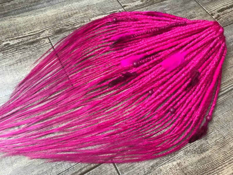 Synthetic Dreads Neon Pink Crochet DE or SE Double or Single | Etsy