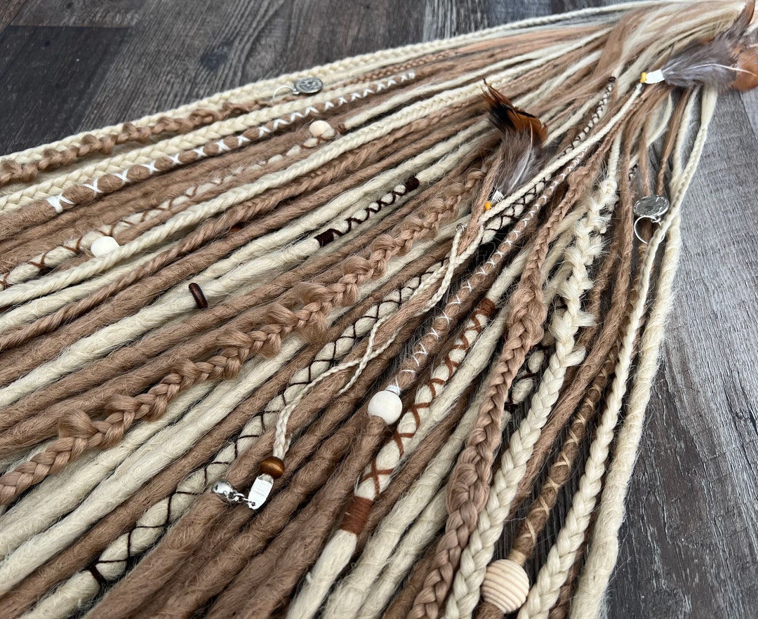 50 SE Synthetic Dreadlock Extensions Dark Light Ash Blonde Crochet Soft ...