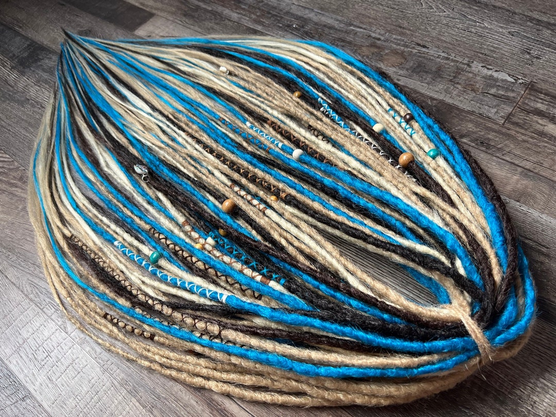 50 DE Synthetic Dreadlock Extensions Brown Blonde Blue. Crochet Full ...