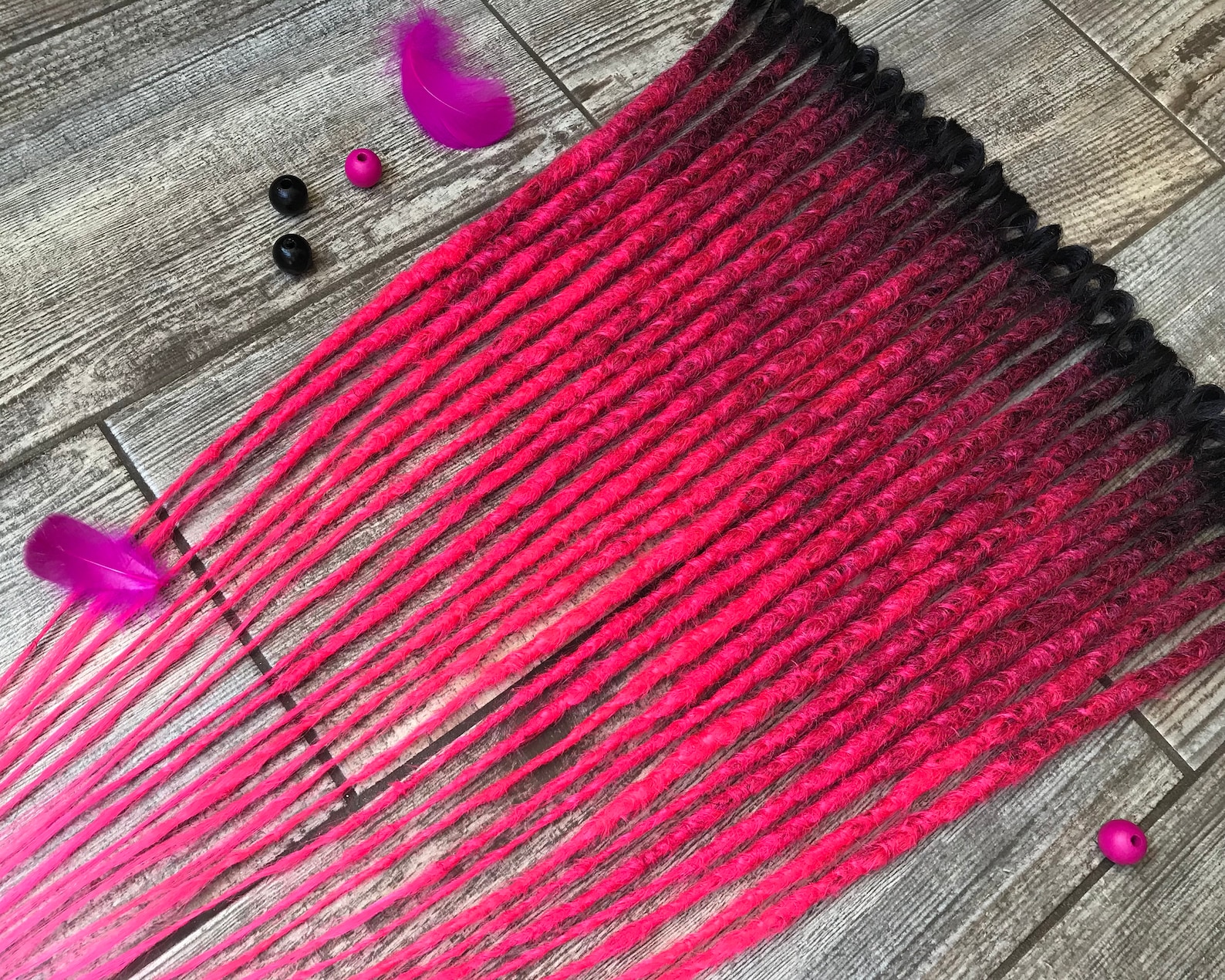 Synthetic Dreads DE or SE Black Neon Pink Ombre Dreadlock - Etsy