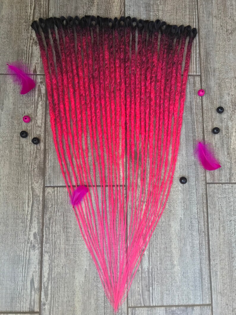 Synthetic Dreads DE or SE Black Neon Pink Ombre Dreadlock - Etsy