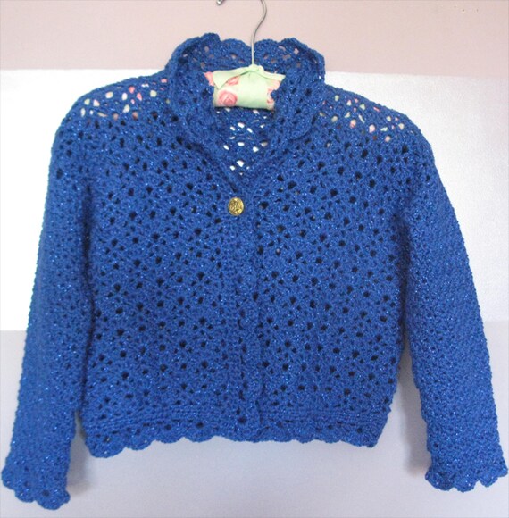 Girls Blue Glitter Lace Cardigan Age 10-11 | Etsy
