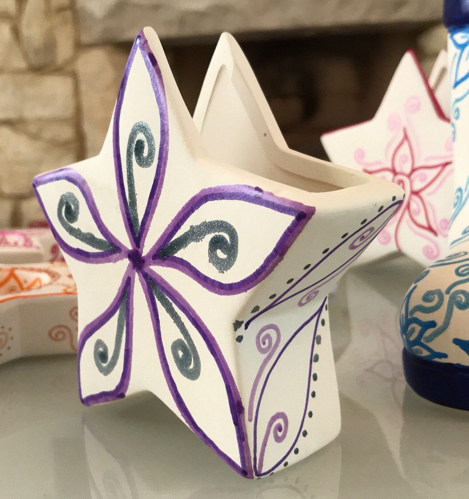 Hand Decorated Star Flower Pots - Etsy