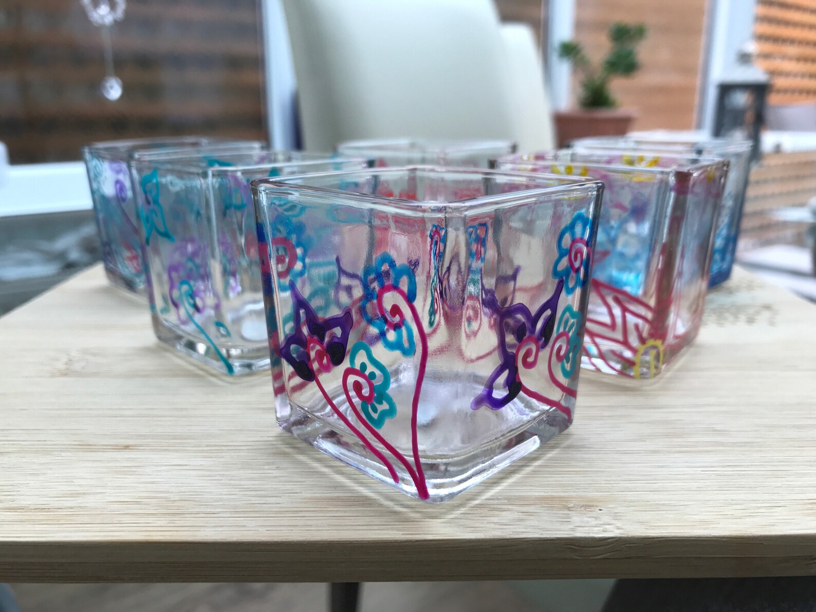 Square Glass Candle Holders - Etsy UK