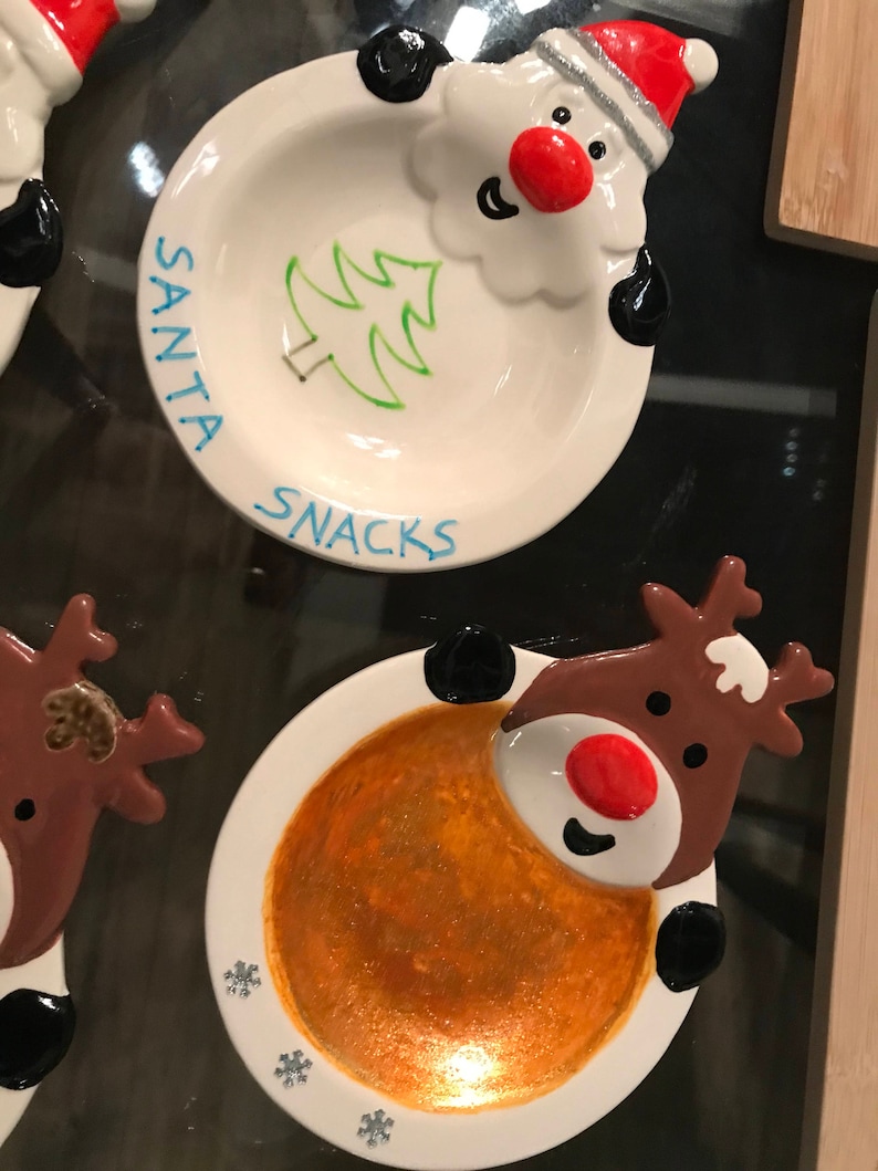 Santa or Reindeer Plates - Etsy