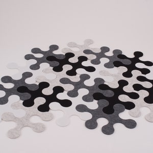 Design puzzle rug Monochrome rug Black and white Round shape | Etsy