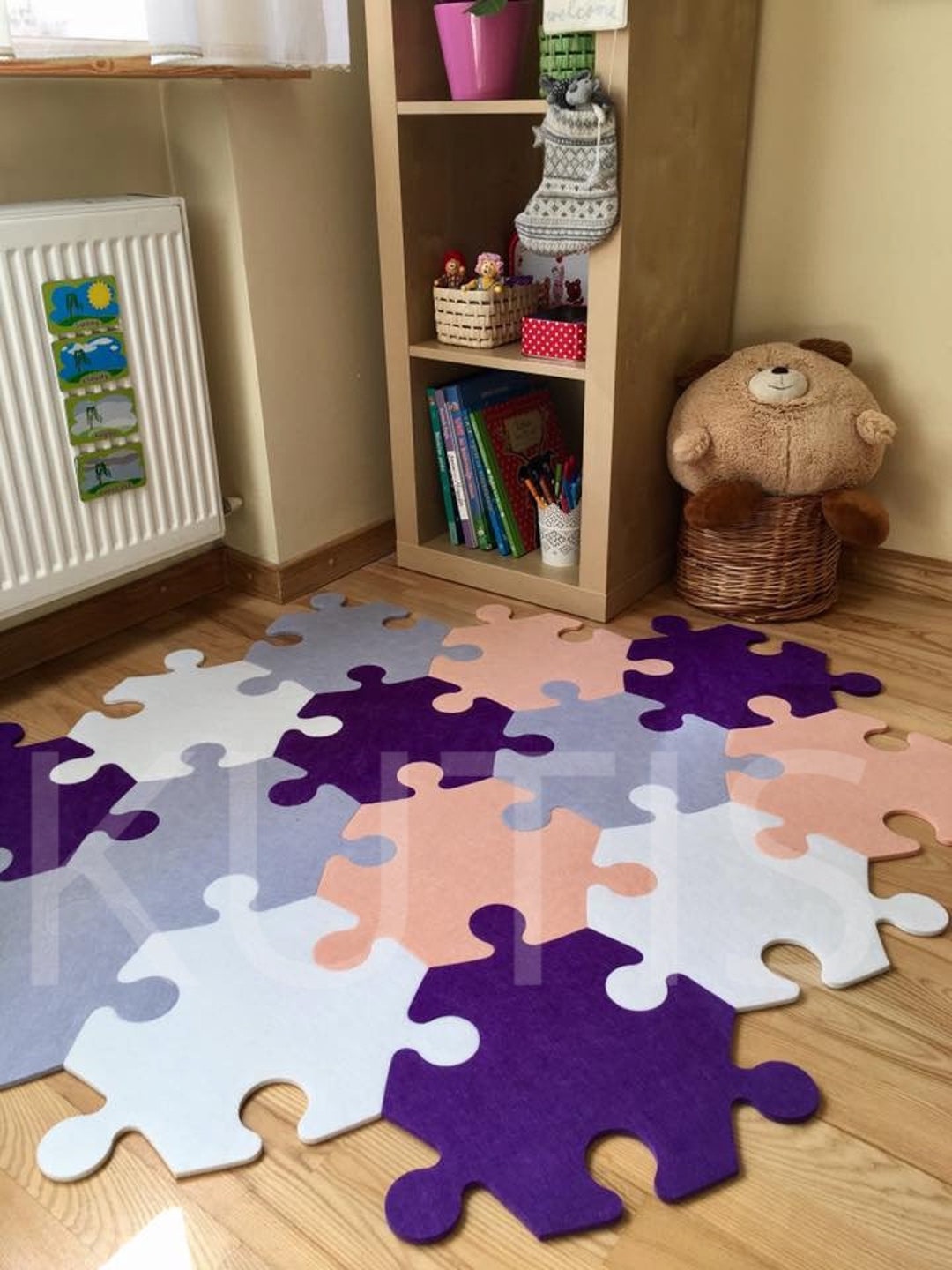 Puzzle Rug Pastel Colors Angular Shape Carpet for Children - Etsy