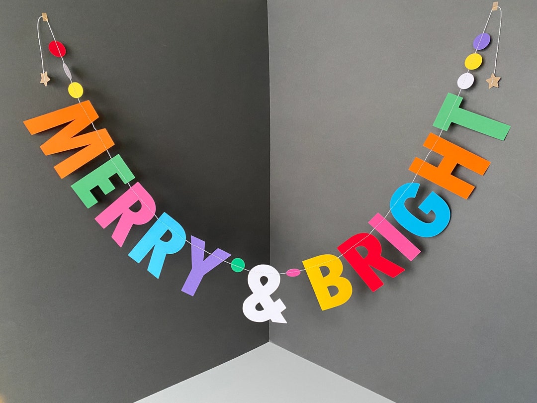 Merry & Bright Christmas Rainbow Garland. Non-traditional - Etsy UK
