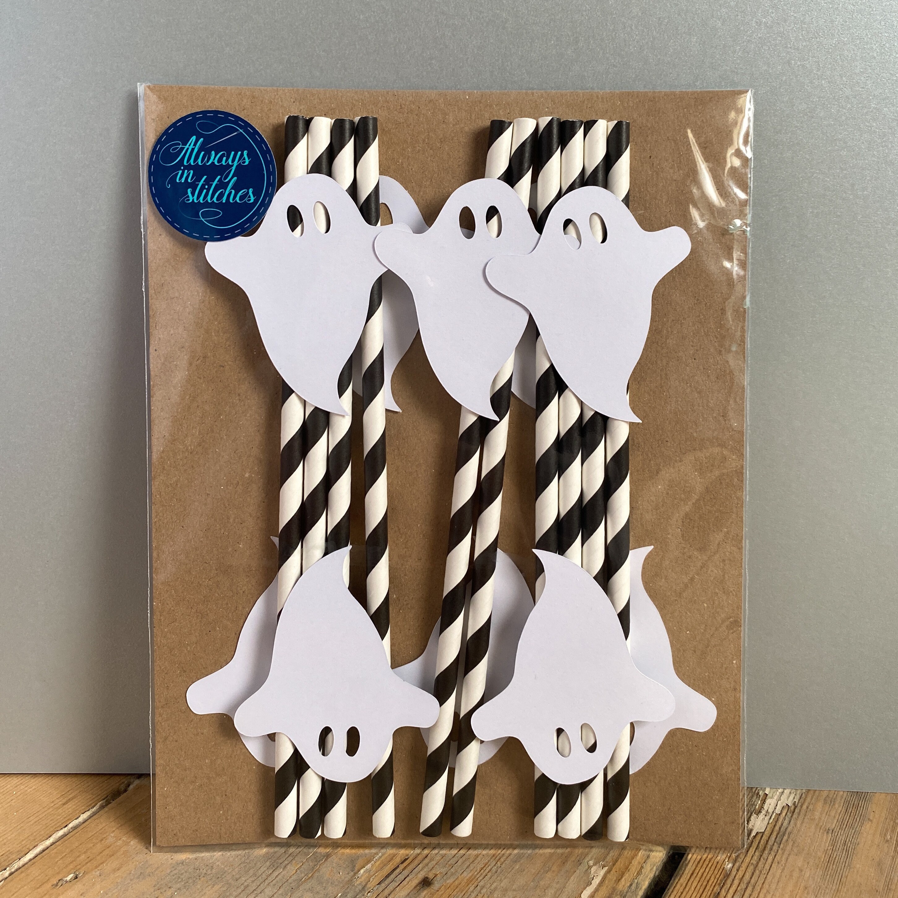 Halloween Ghost Paper Straws | Set of 10 | Black and White Straws ...