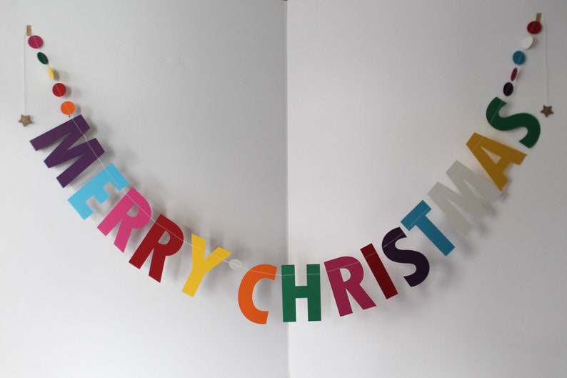 Merry Christmas Colourful Garland | Non-traditional Bright Coloured ...