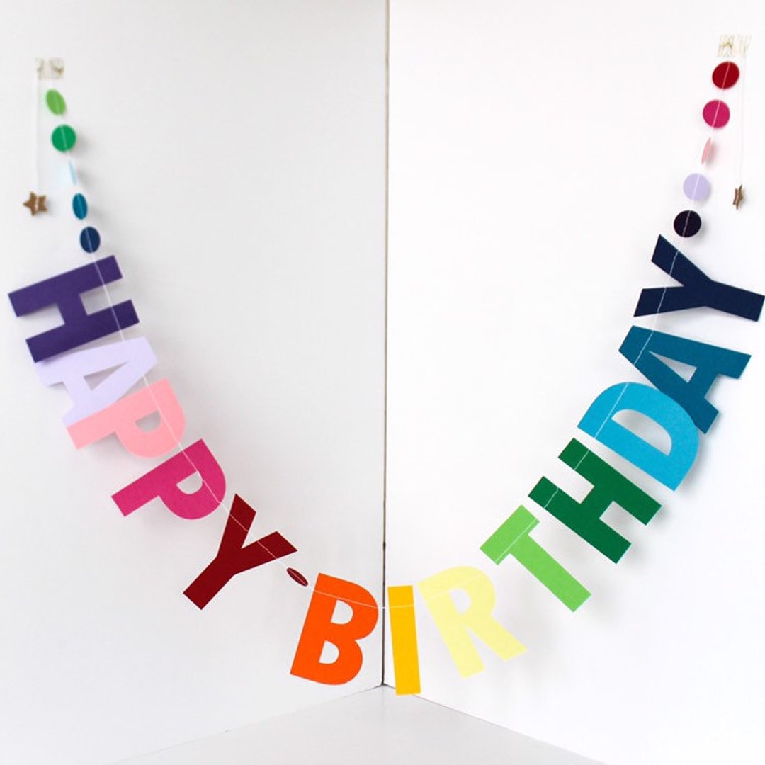 Ombré Rainbow Happy Birthday Banner, Rainbow Birthday Banner, Happy ...