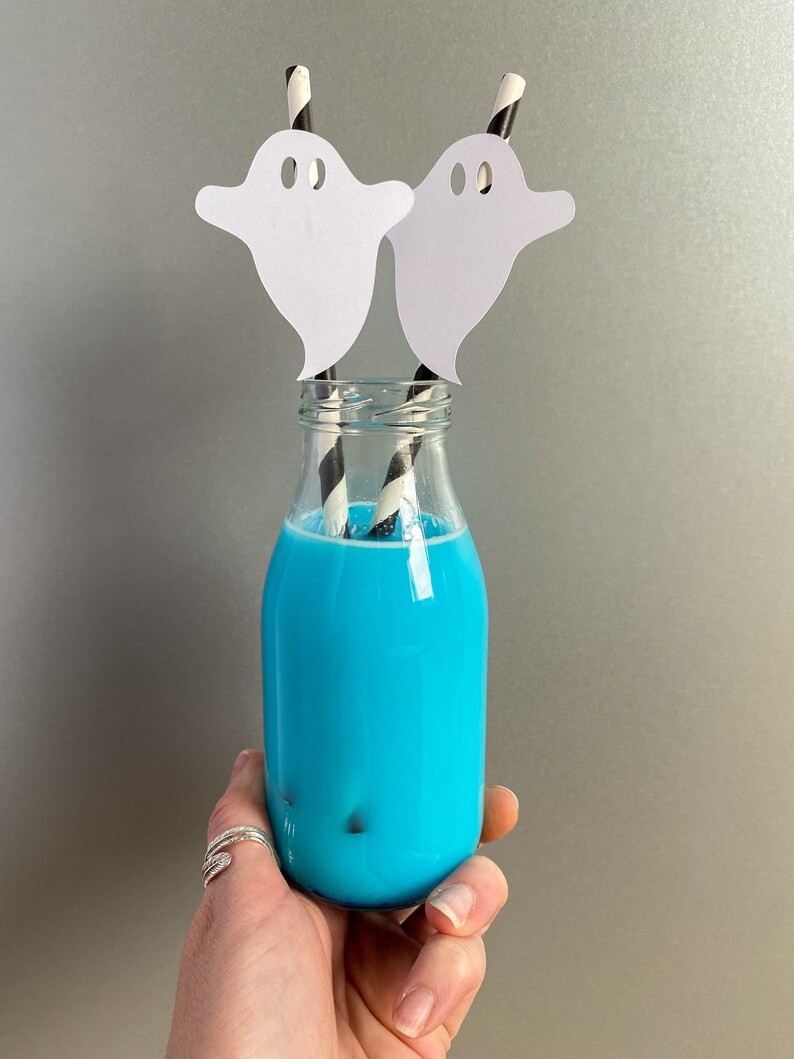 Halloween Ghost Paper Straws | Set of 10 | Black and White Straws ...