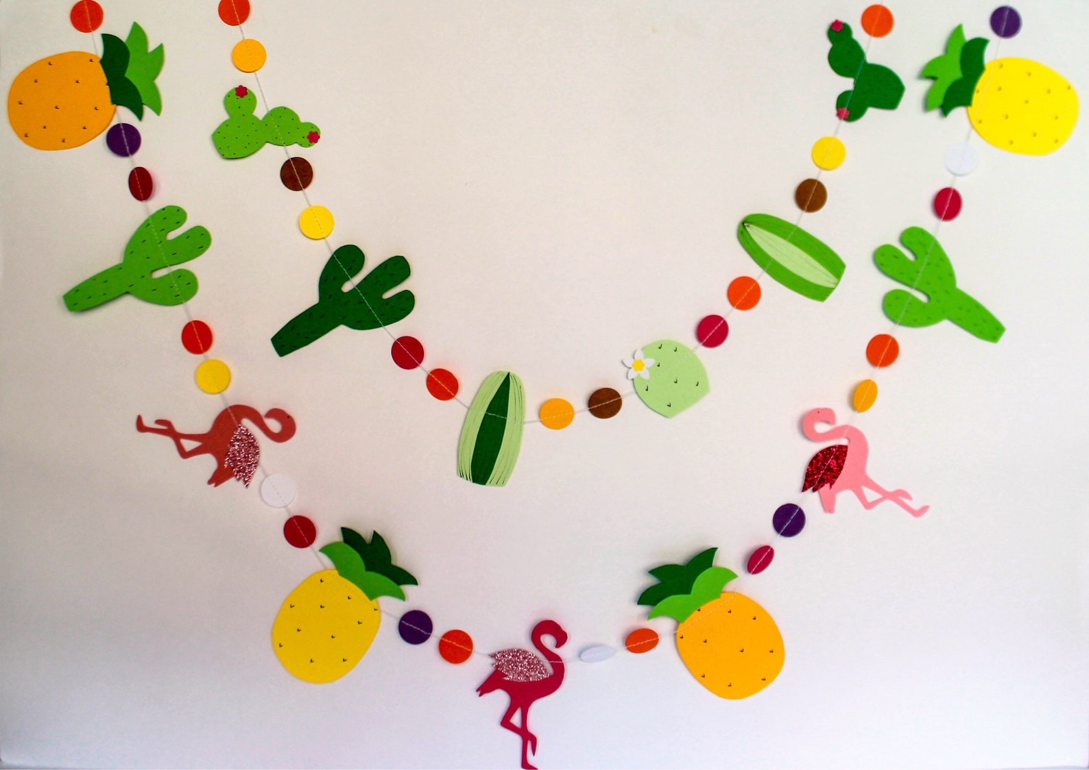 Flamingo & Pineapple Tropical Paper Garland. Cactus Party Decorations ...