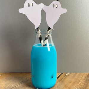 Halloween Ghost Paper Straws | Set of 10 | Black and White Straws ...
