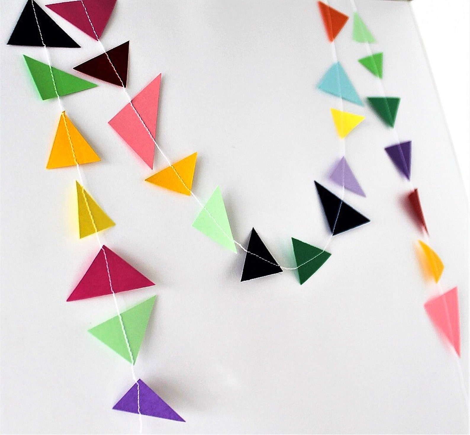 Geometric Triangle Rainbow Coloured Paper Garland. Nursery - Etsy UK