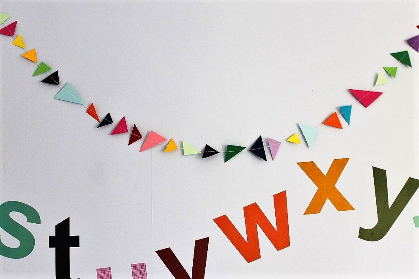 Geometric Triangle Rainbow Coloured Paper Garland. Nursery - Etsy UK