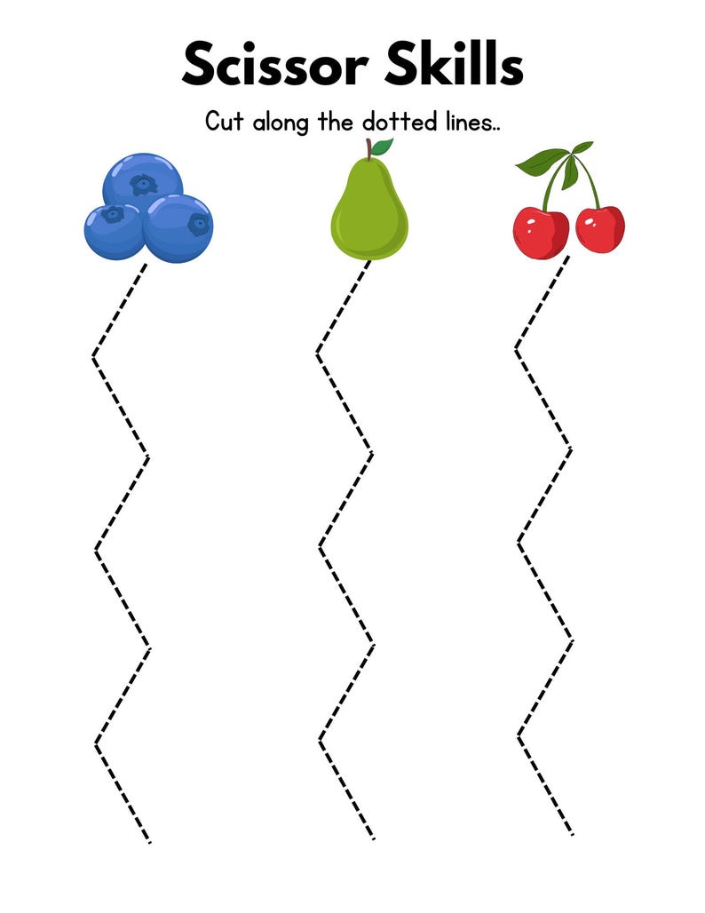Scissor Skills Worksheets: Cutting Practice Pages for Kids (printable ...