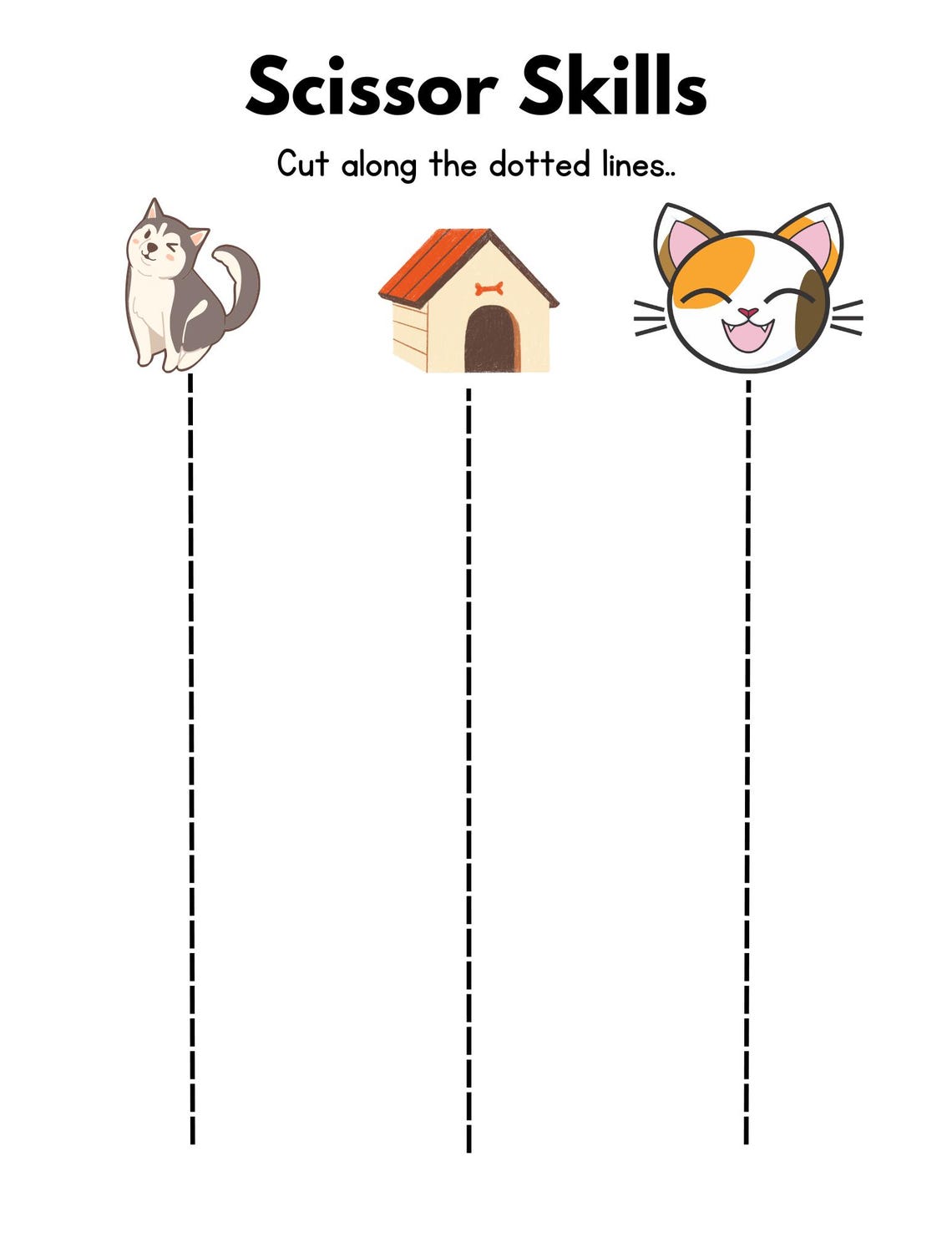 Scissor Skills Worksheets: Cutting Practice Pages for Kids (printable ...