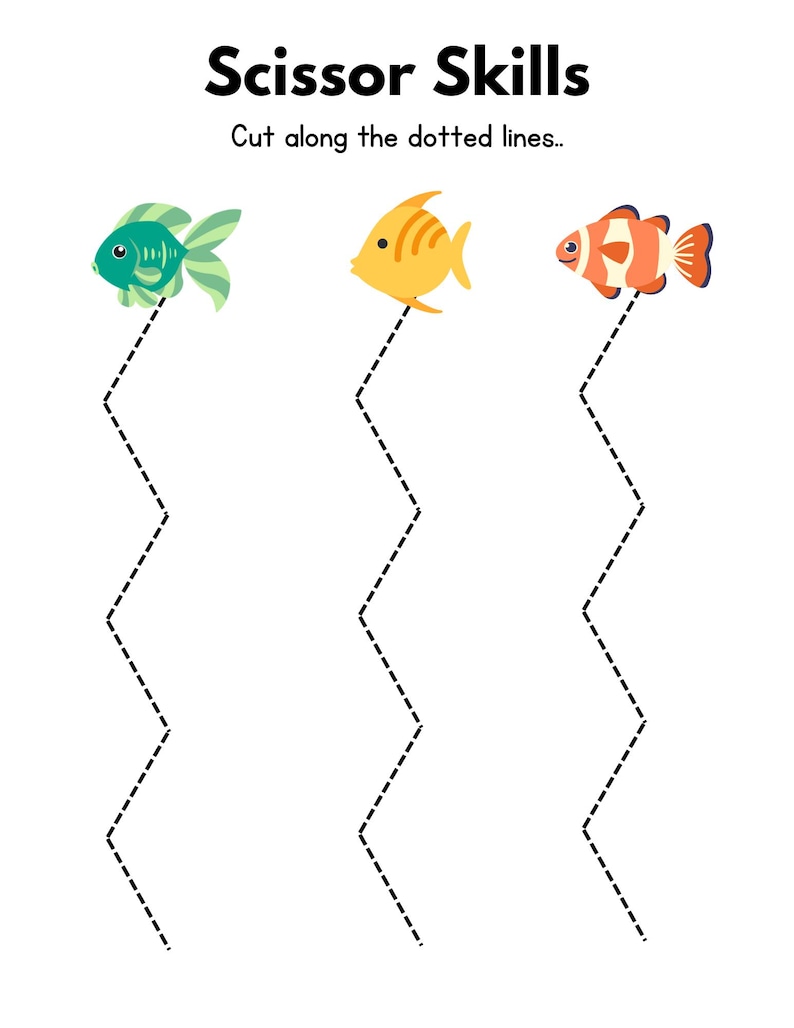 Scissor Skills Worksheets: Cutting Practice Pages for Kids (printable ...
