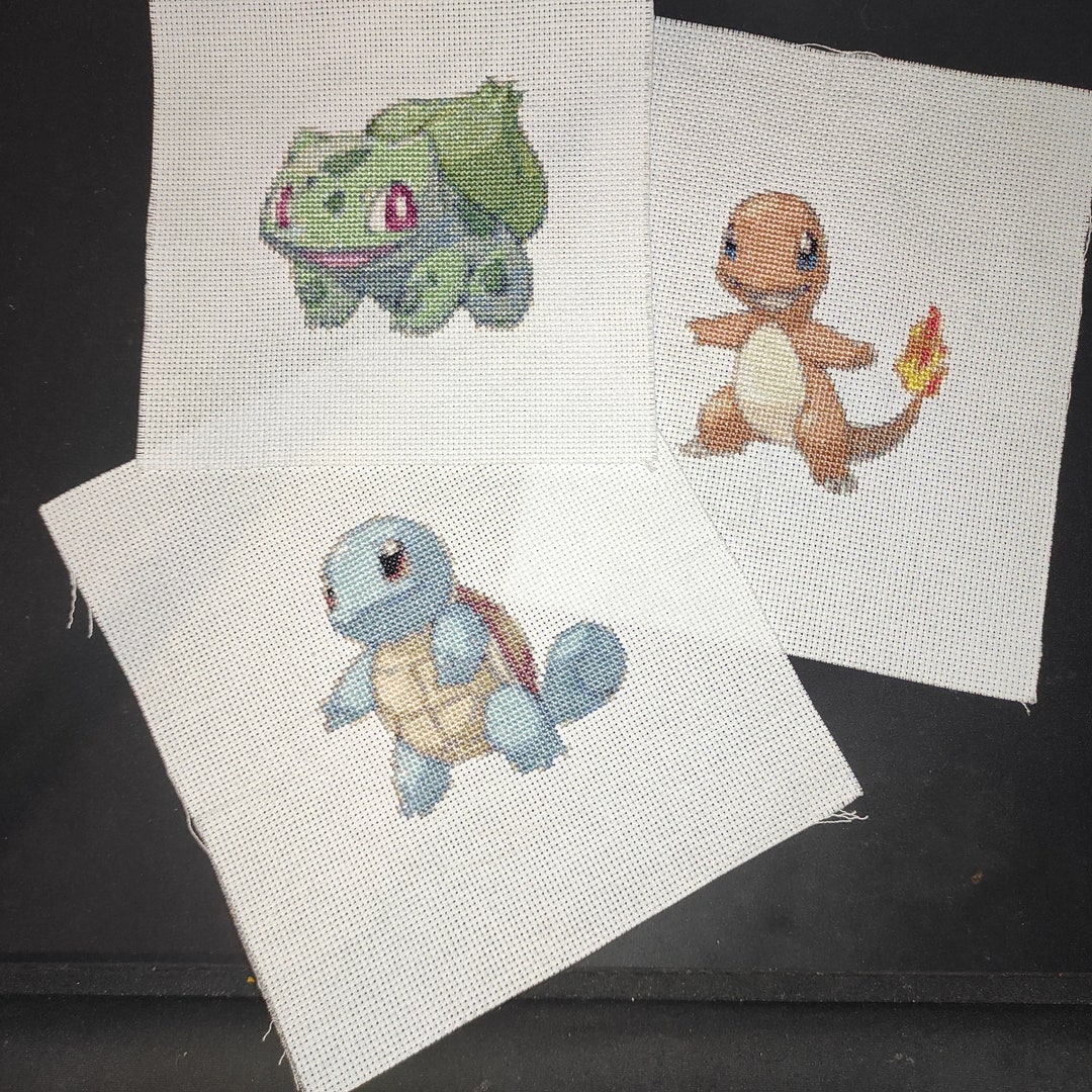 Pokemon Starters Cross Stitch Pack Pokemon Handmade Cross Stitch Cute ...