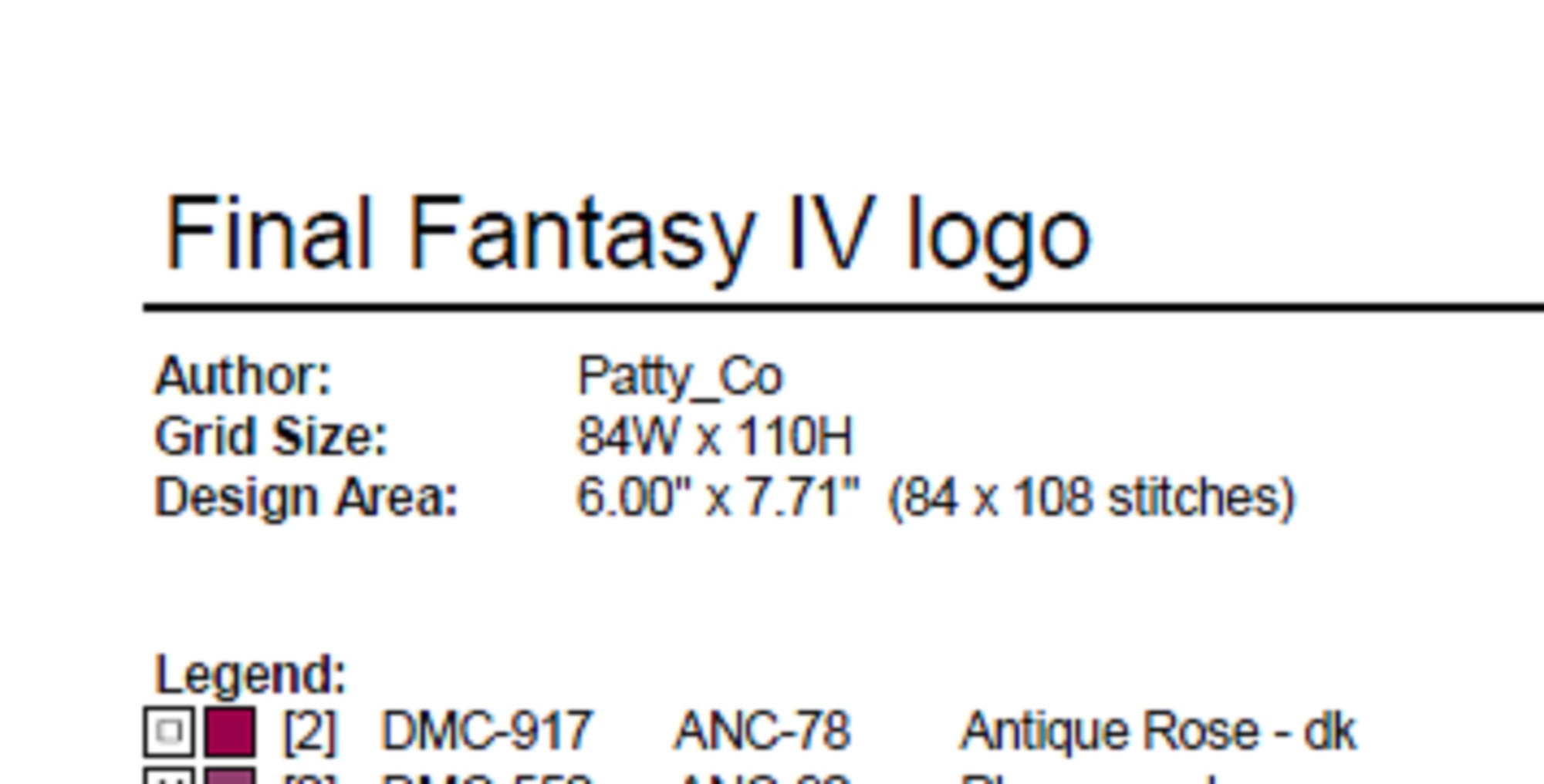 Final Fantasy IV Logo - Cross Stitch Pattern. - Etsy