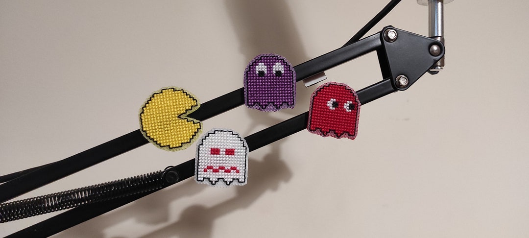Handmade Pac-man Ghost Cross-stitch Keychains and Magnets Handmade ...