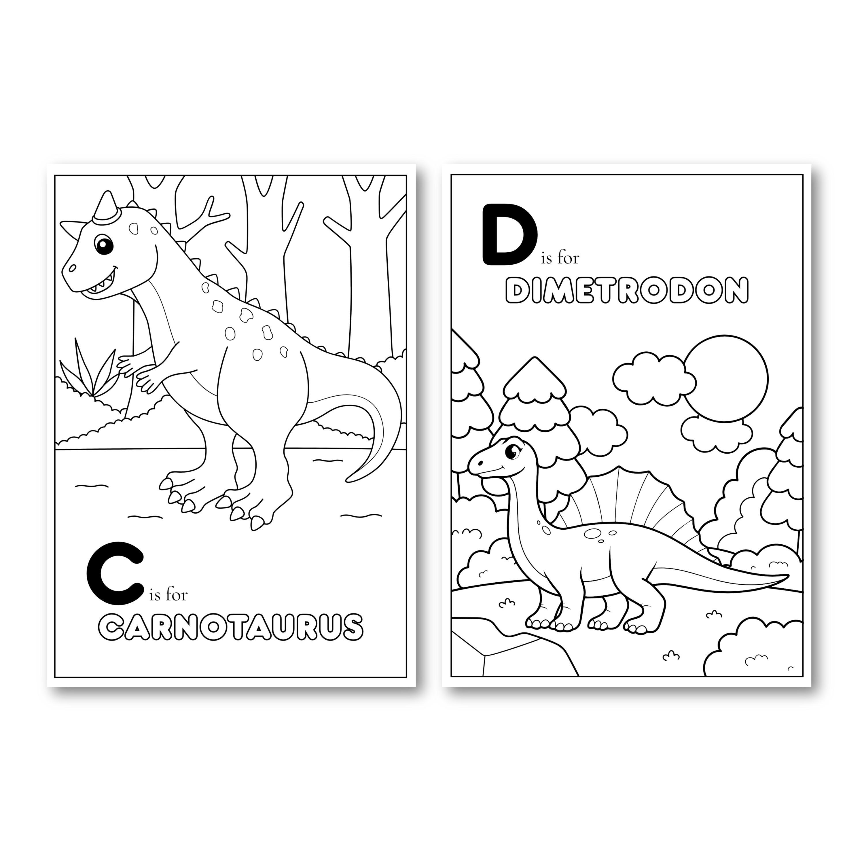 ABC Dinosaur Coloring Pages for Kids - Printable Alphabet Dinosaur ...