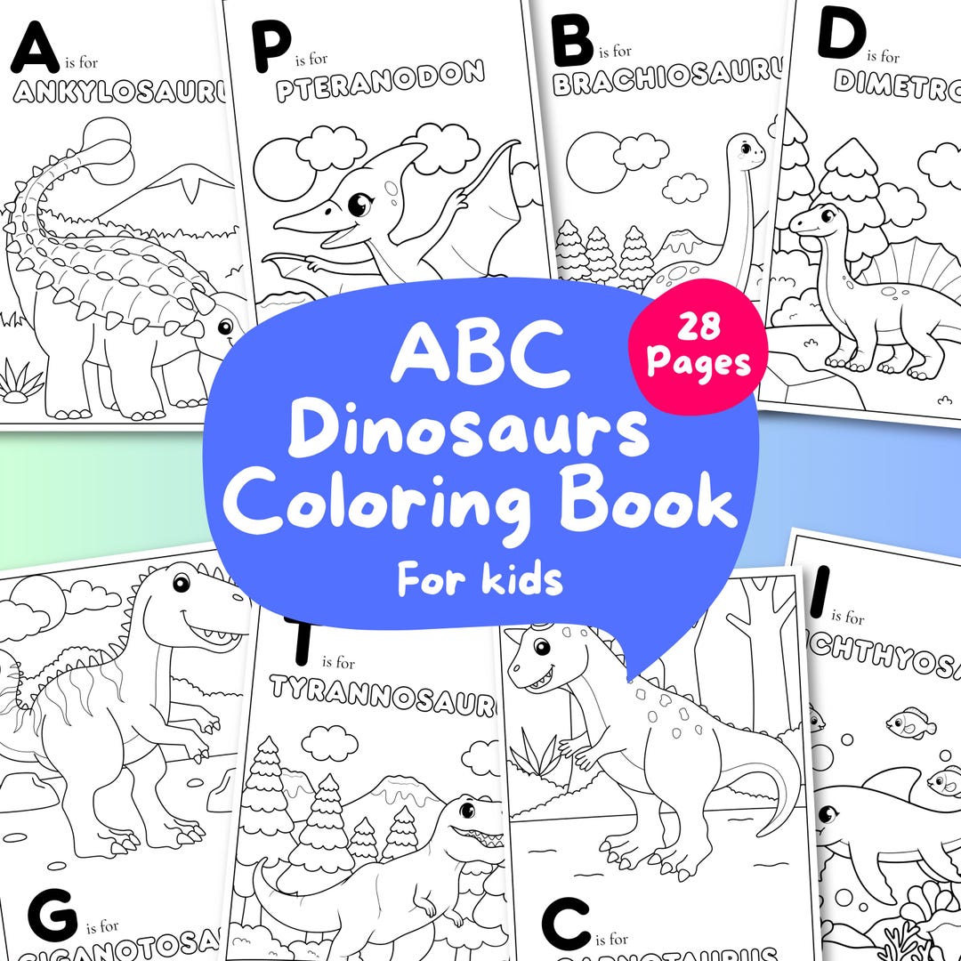ABC Dinosaur Coloring Pages for Kids - Printable Alphabet Dinosaur ...
