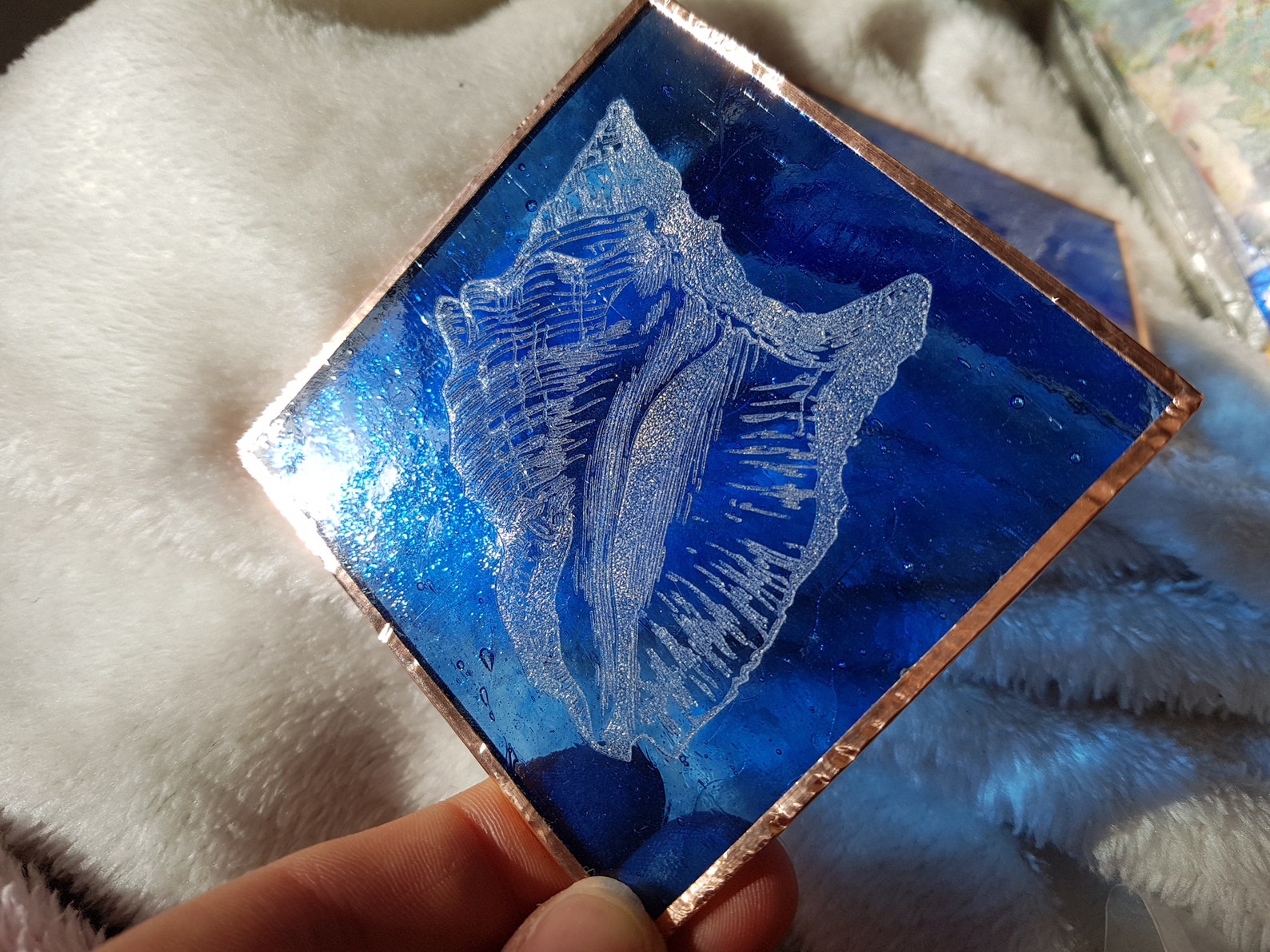 Conch Sea Shell Laser Engraved Stained Glass wall hanger/sun | Etsy