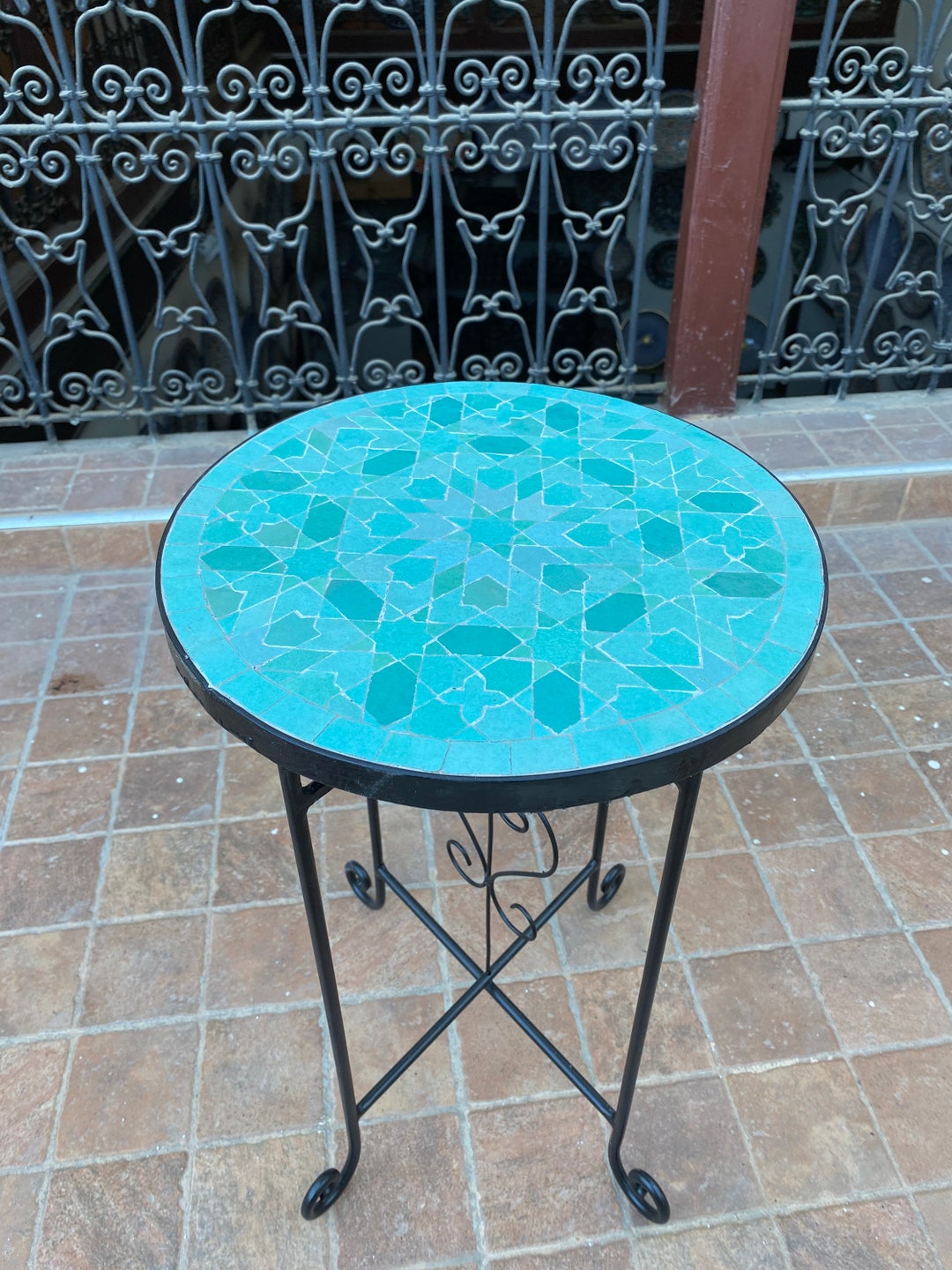 Mosaic Table / Moroccan Mosaic Table / Handmade Table / Round Mosaic ...