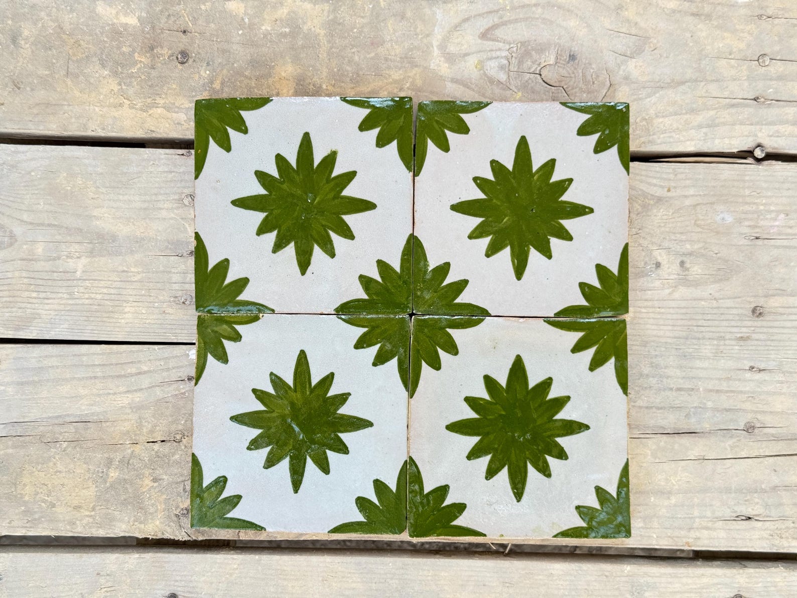 Authentic Handmade Moroccan Tiles: Green Beauty Fired in Wood Oven - Etsy