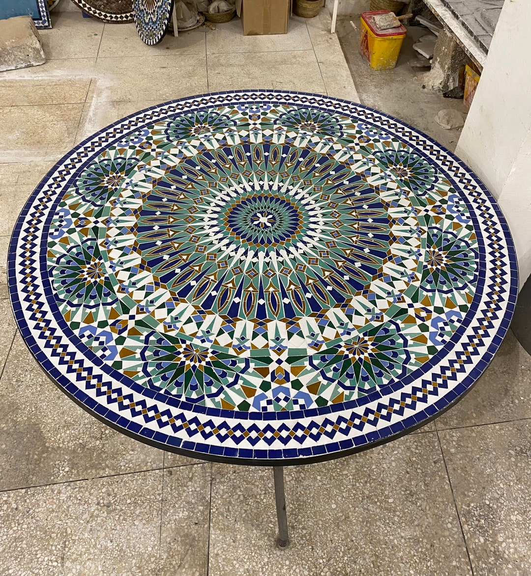 Handmade Moroccan Mosaic Table / Round Mosaic Table / Mosaic Dining ...