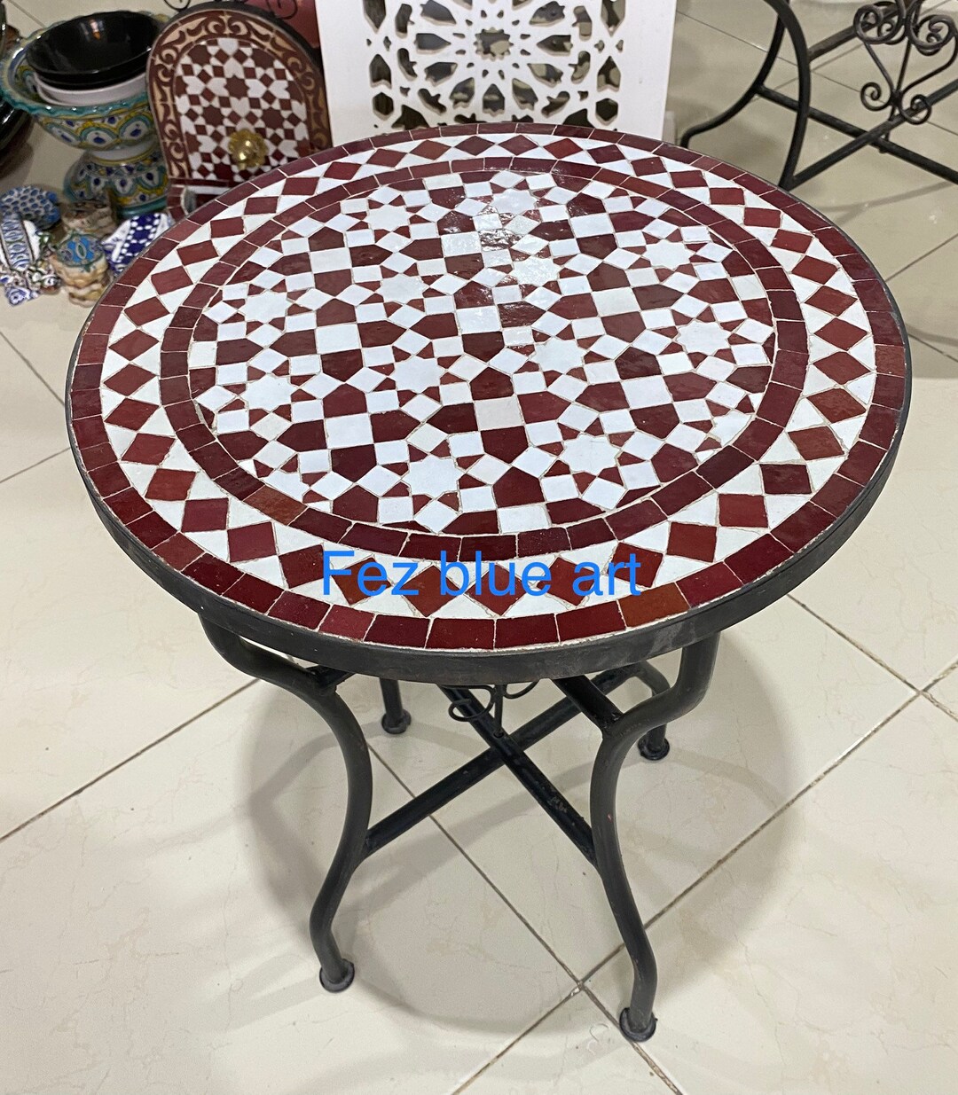 Handmade Moroccan Mosaic Table/ Mosaic Round Table/ Mosaic Dining Table ...