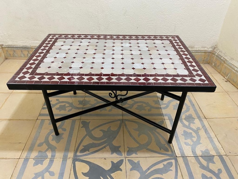Moroccan Handmade Rectangular Mosaic Table - Authentic Craftsmanship ...